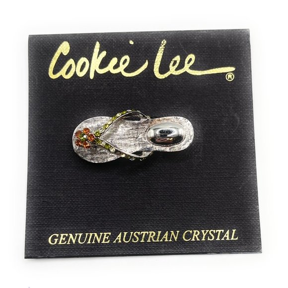 Cookie Lee | Jewelry | Cookie Lee Greenorange Flip Flop Pin 6755 | Poshmark